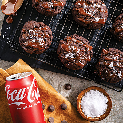 Chocolate Coca-Cola Cookies with Salted Caramel Drizzle Recipe | Big Y